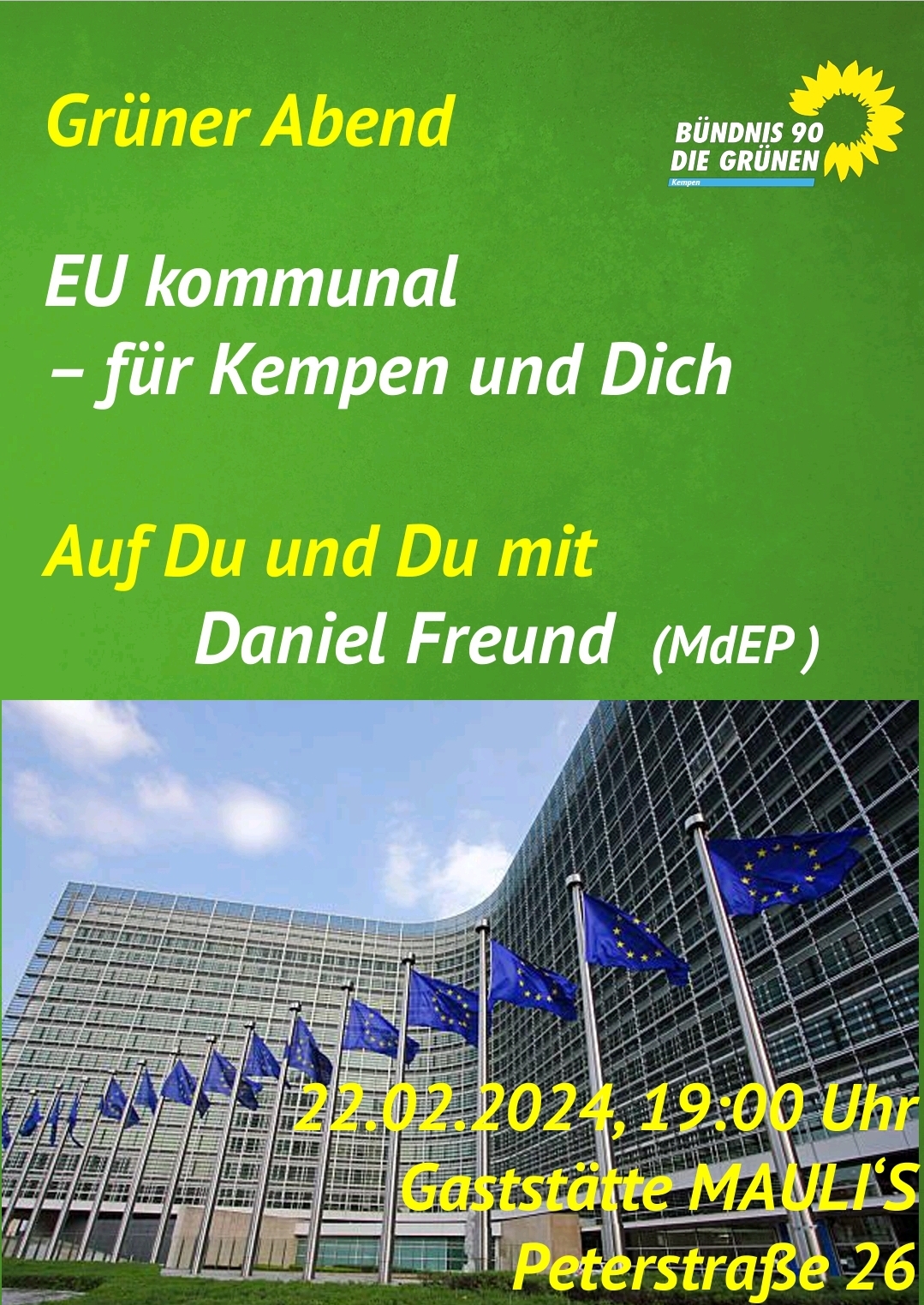 Grüner Abend zum Thema „EU kommunal – für Kempen und Dich“ mit Daniel ...